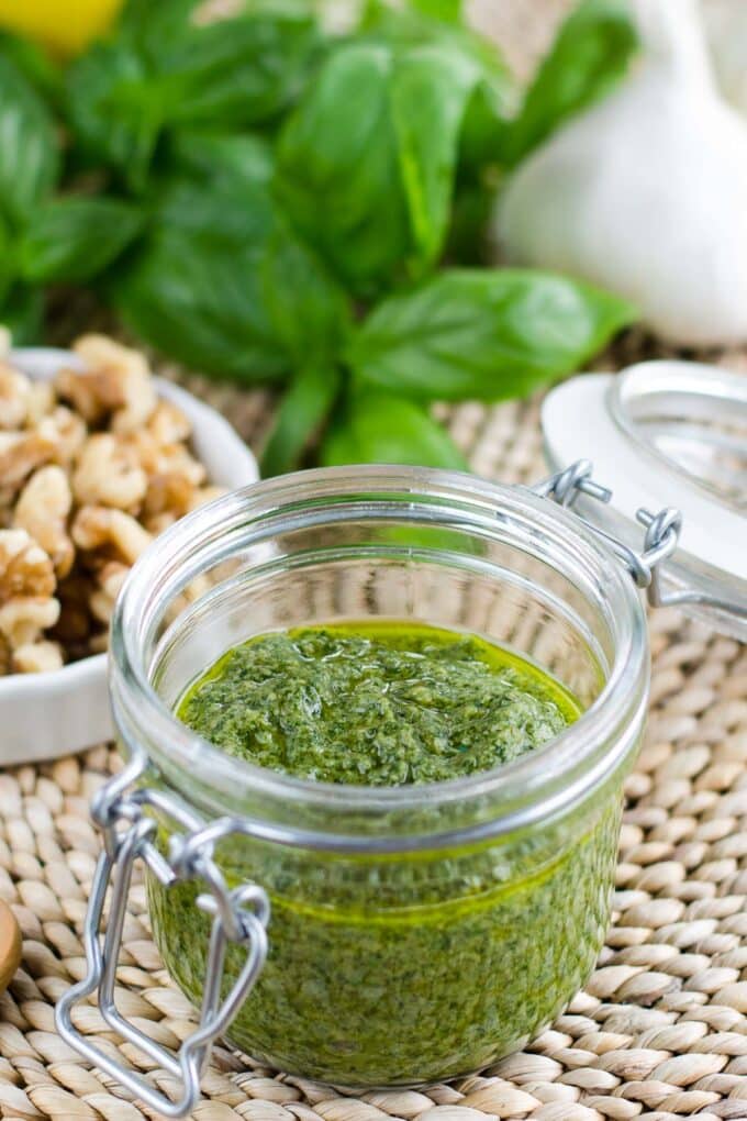 Roasted Garlic Walnut Pesto - Cook Eat Well